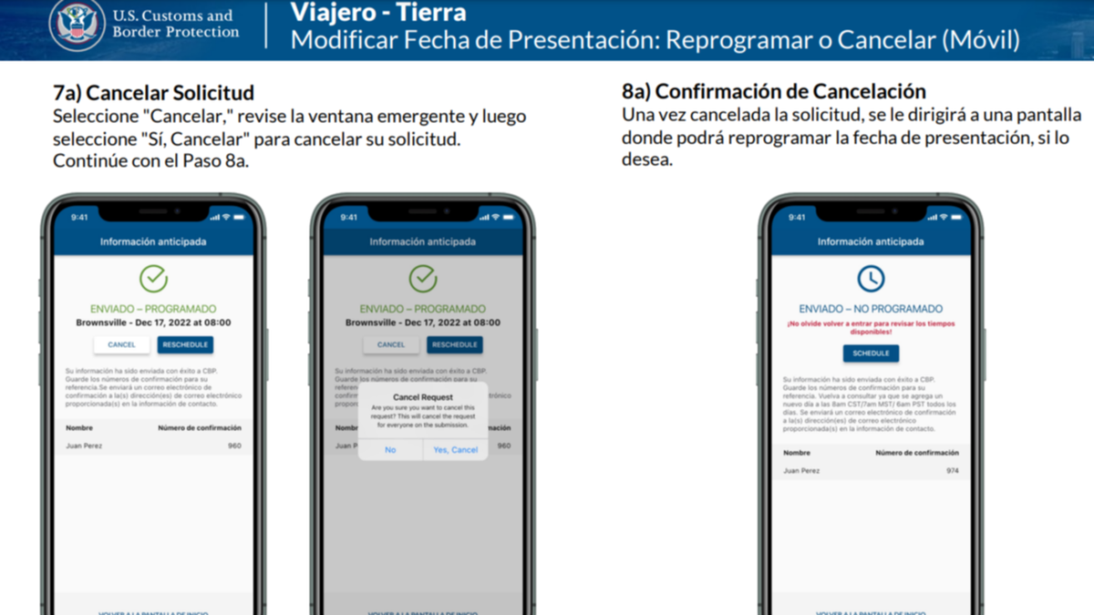 CBP One: Paso a paso para cancelar o reagendar una cita